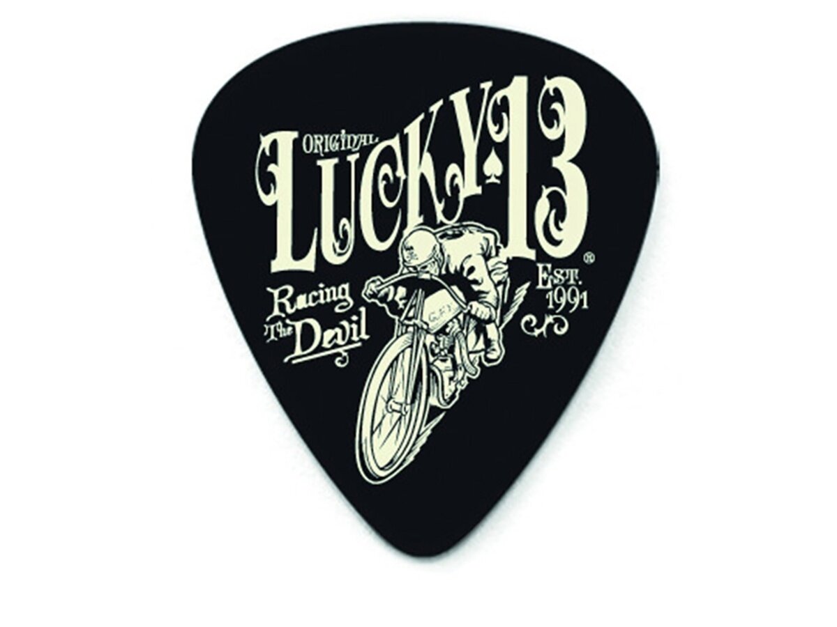 Медиатор Dunlop Lucky 13 Vintage Speed L18R.73, черный, 0.73 мм, 1 шт.