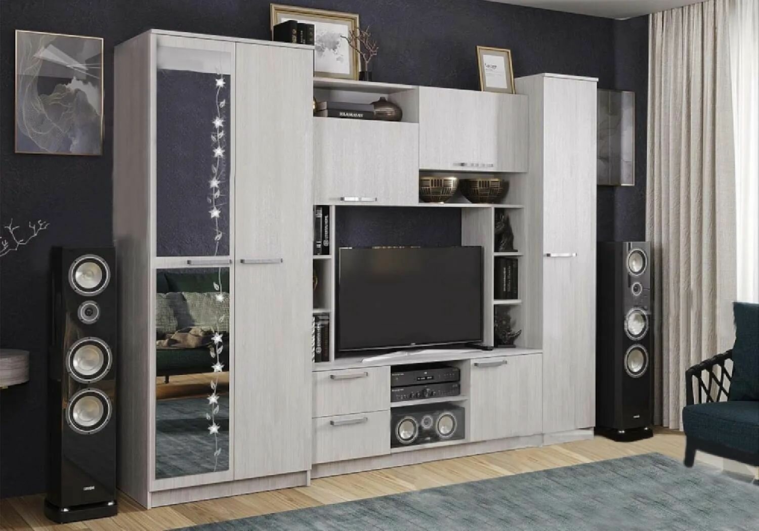 Гостиная Фиона ясень белый, размер 270х54х210 см.