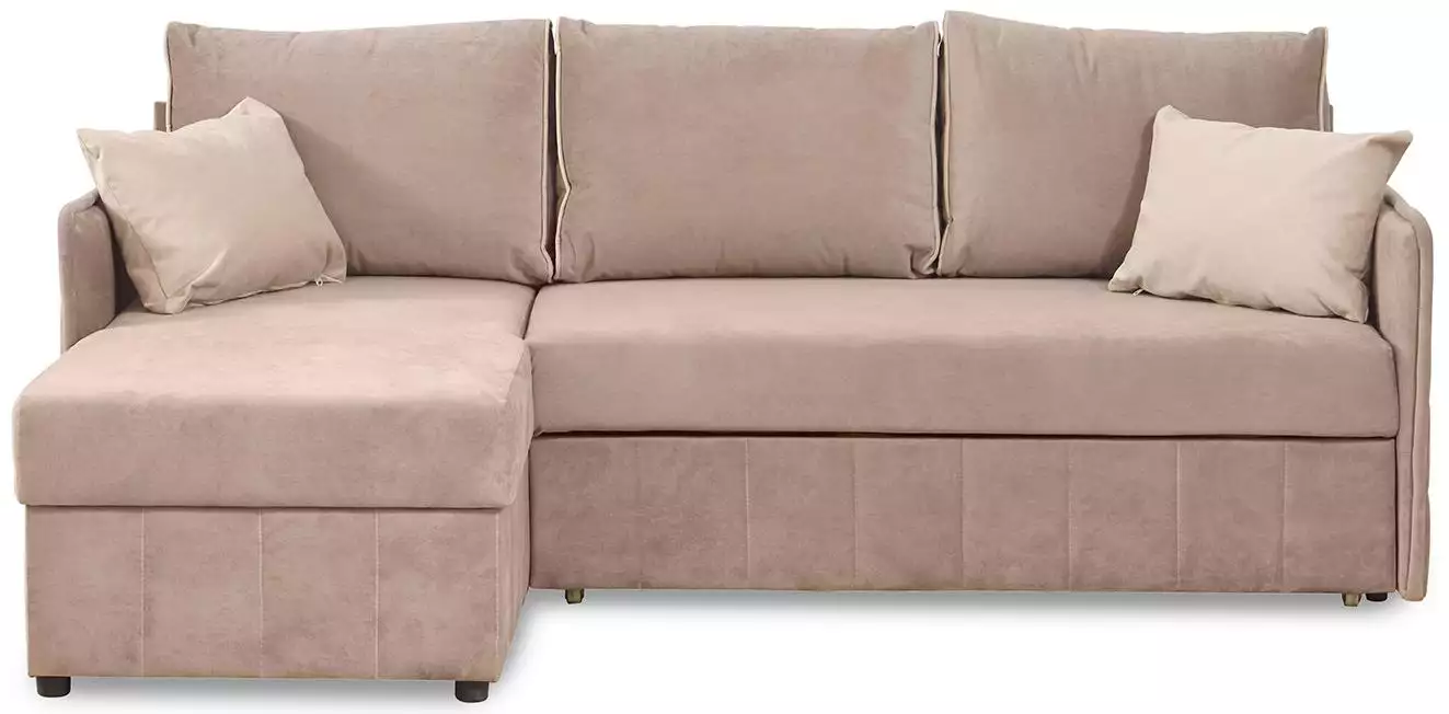 Угловой диван Некст (Слим) Светло-Коричневый Велюр, дельфин, 210х157х95 см, с ящиком для белья