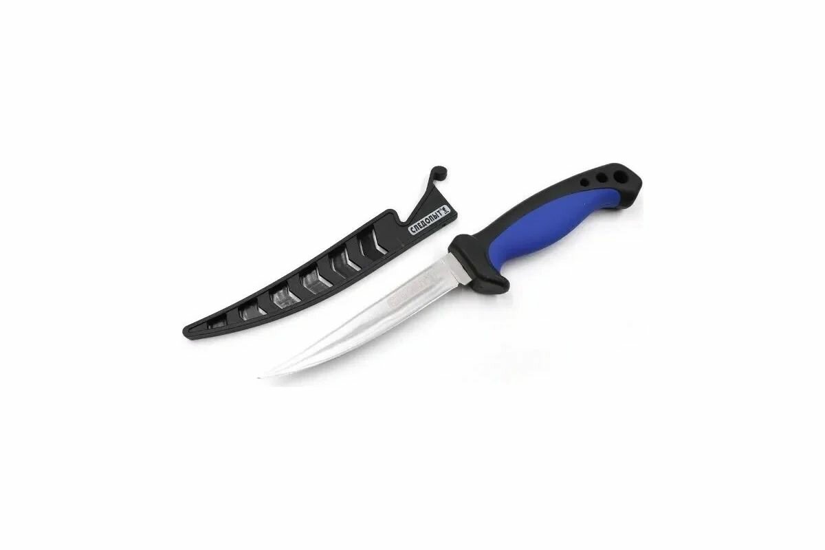 Нож разделочный Следопыт PF-PK-20 , дл. клинка 12,7 см, прорезиненная рукоять, в чехле