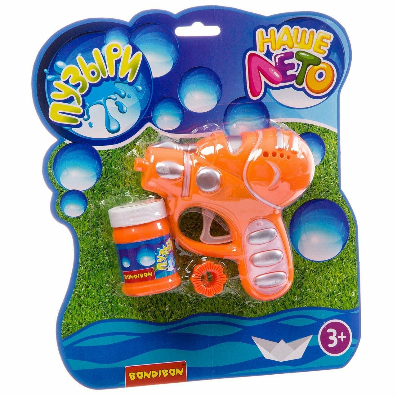 Пистолет Bondibon "Наше Лето" с мыльными пузырями 45 мл, CRD 24х27 см, арт. JY20689-B.