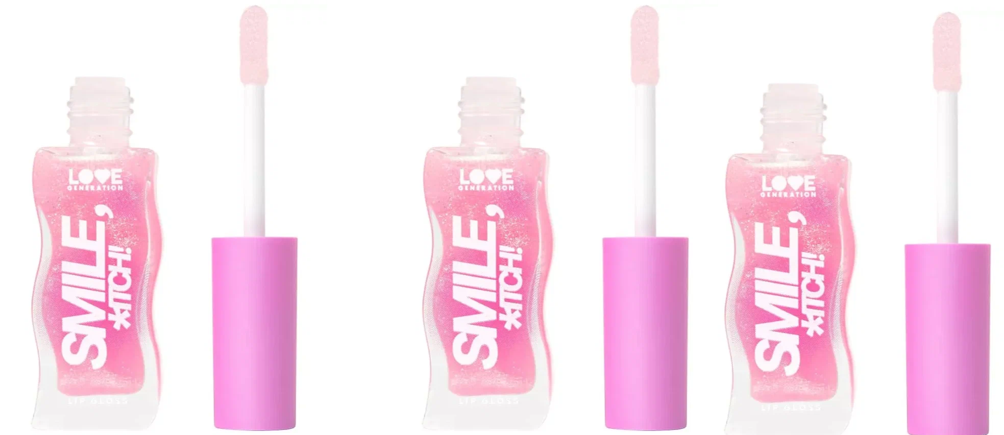 Блеск для губ Love Generation Smile, *itch! тон 05 прозрачный с золотистыми сияющими частицами, 10 мл 3 шт