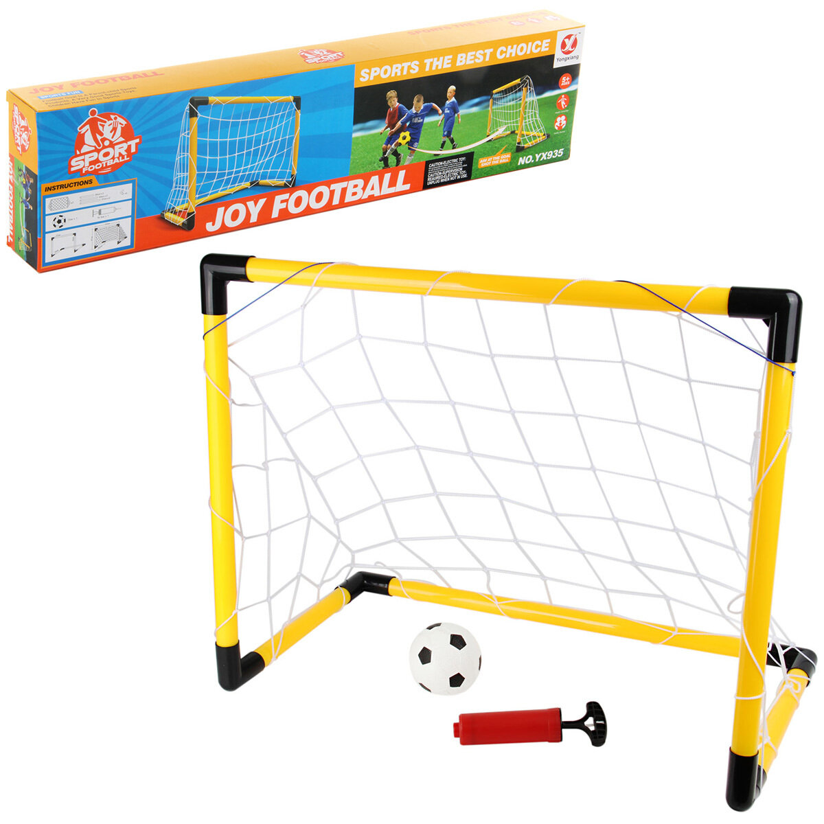 Детские футбольные ворота 63 см, Veld Co / Набор для игры в футбол / Мяч, насос