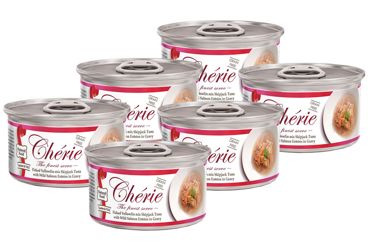 PETTRIC CHERIE GRAIN FREE TUNA & SALMON безз для взр кошек с тунцом и лососем в подливе банка 80 гр 80 гр х 6 шт
