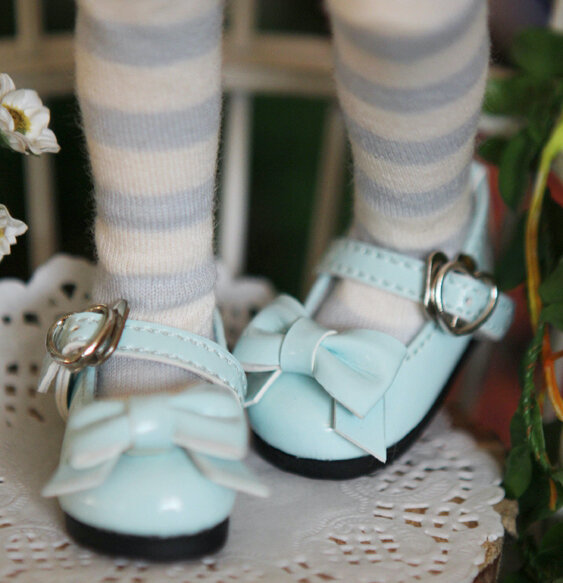 Туфли Bambicrony Shoes Ribbon Maryjane (Мэри Джейн с Бантом голубые для кукол Бэмбикрони 43 см)
