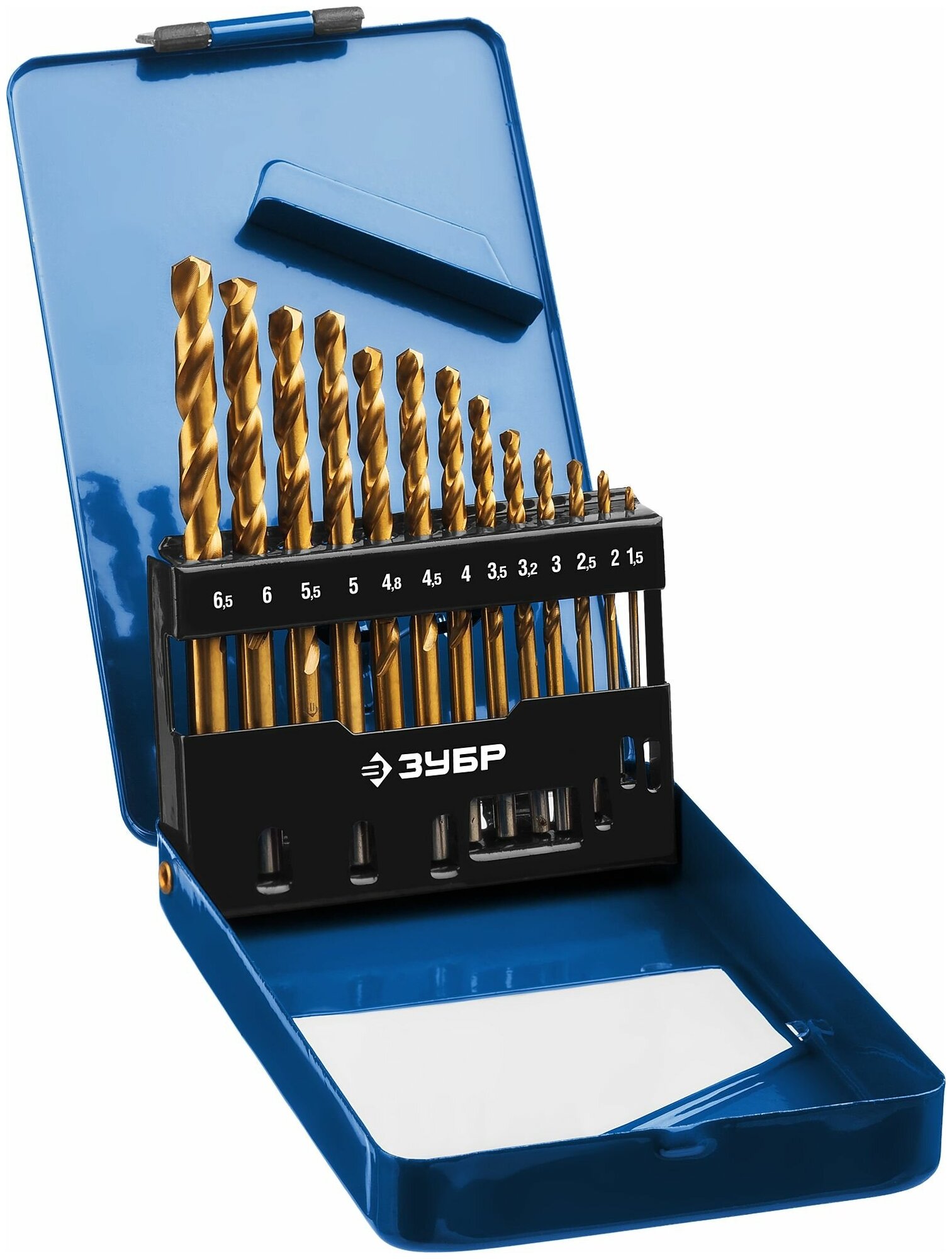 Зубр Титан 13шт(1.5-6.5мм), Набор сверл по металлу, сталь Р6м5, класс А , титиновое покрытие