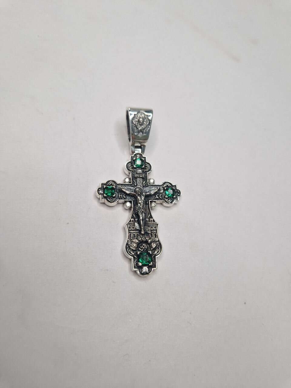 Крестик, серебро, 925 проба, фианит