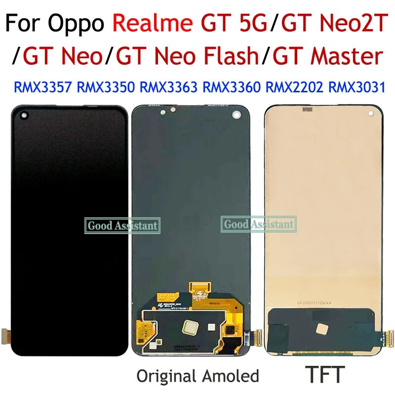 Amoled/TFT 6,43 дюйма для OPPO Realme GT 5G GT Neo Master GTNeo Flash Neo2T ЖК-дисплей с цифровым преобразователем сенсорного экрана в сборе