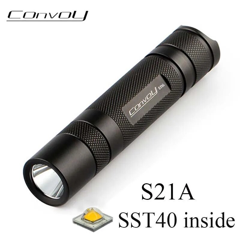 Convoy S21A SST40 фонарик белый 2300лм Black, 6500K 4 modes, With 21700 battery