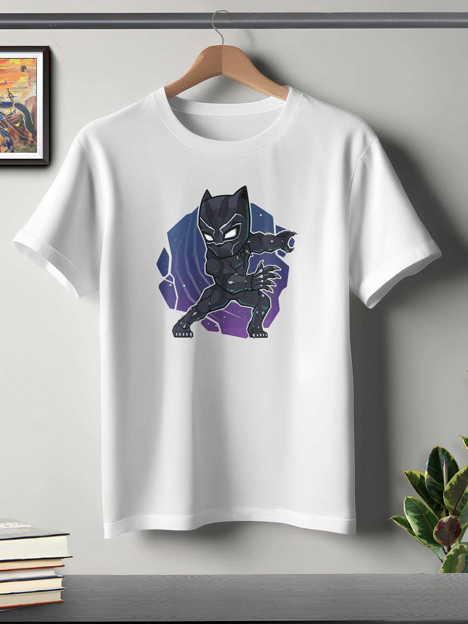 Футболка ONEQ унисекс 46-48 (M) размер с принтом Черная Пантера, белая