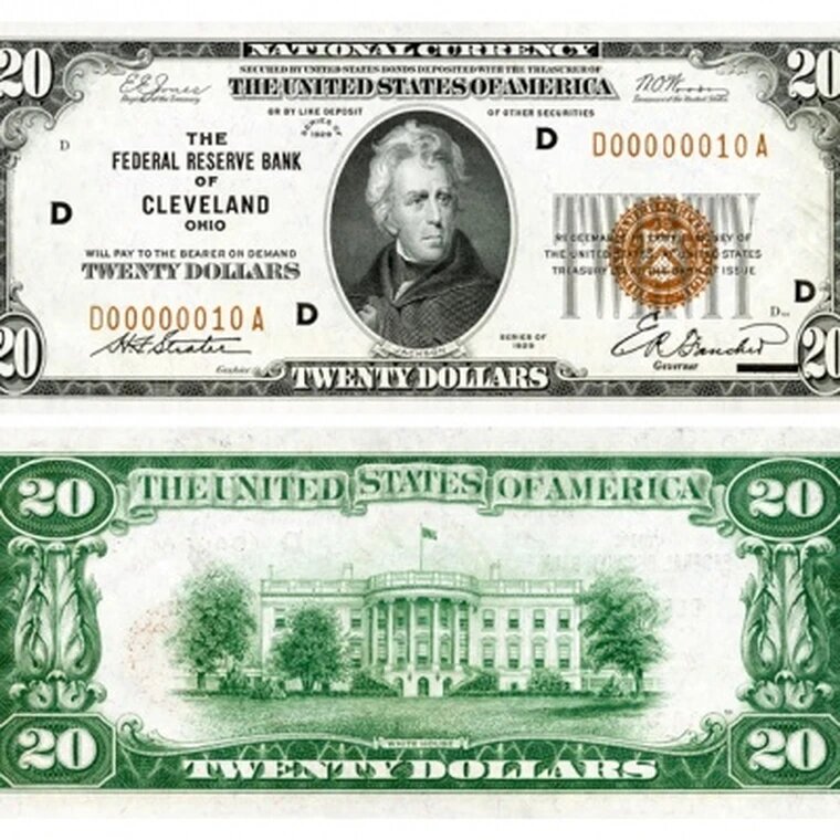 20 долларов 1929 года США, сувенирная копия, банкноты и купюры редкие коллекционные