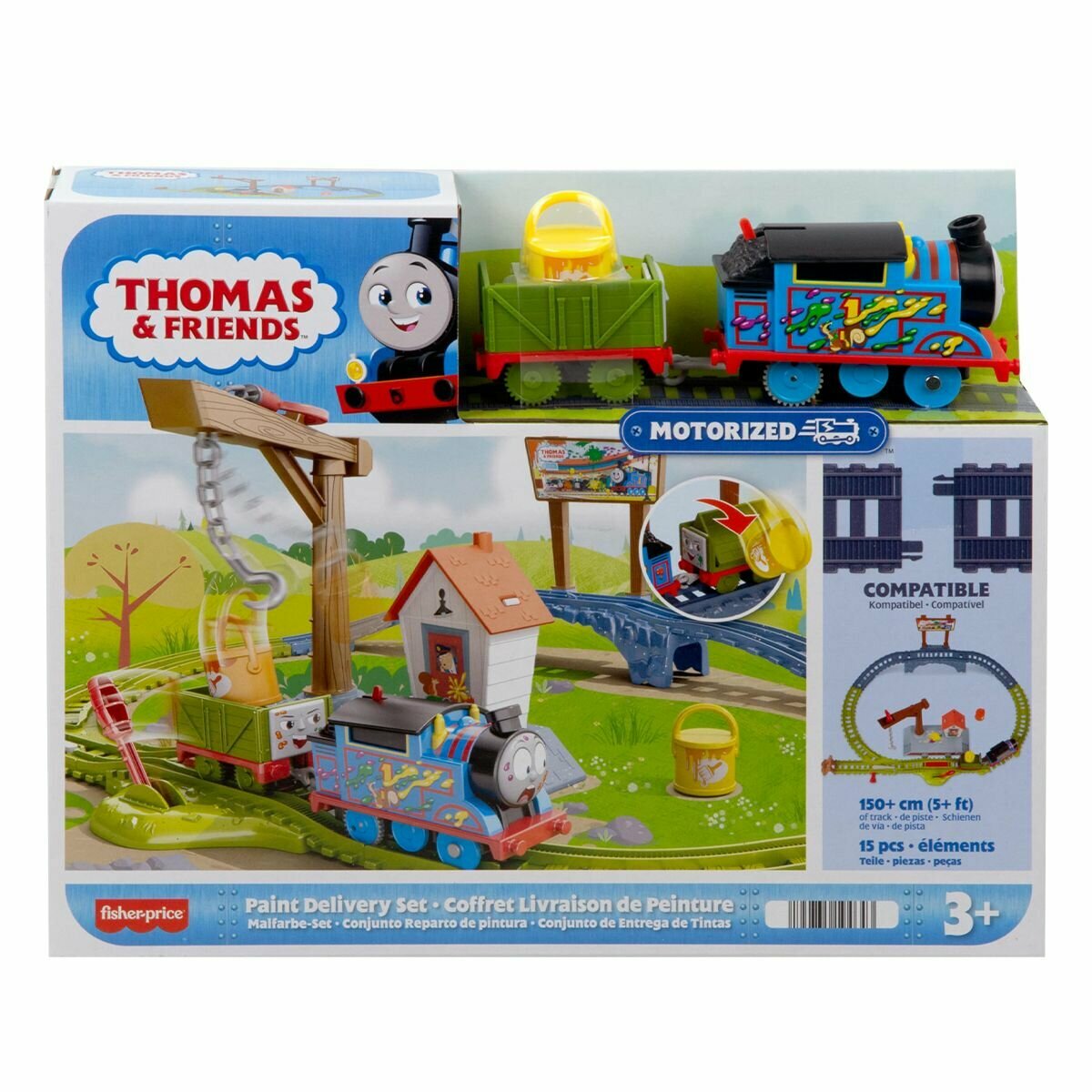 Fisher-Price Thomas & Friends Игрушечный набор с моторизованным поездом, Paint Delivery / Bridge Lift Thomas Skiff / Грузовик для ролевых игр детей дошкольного возраста в возрасте от 3 лет