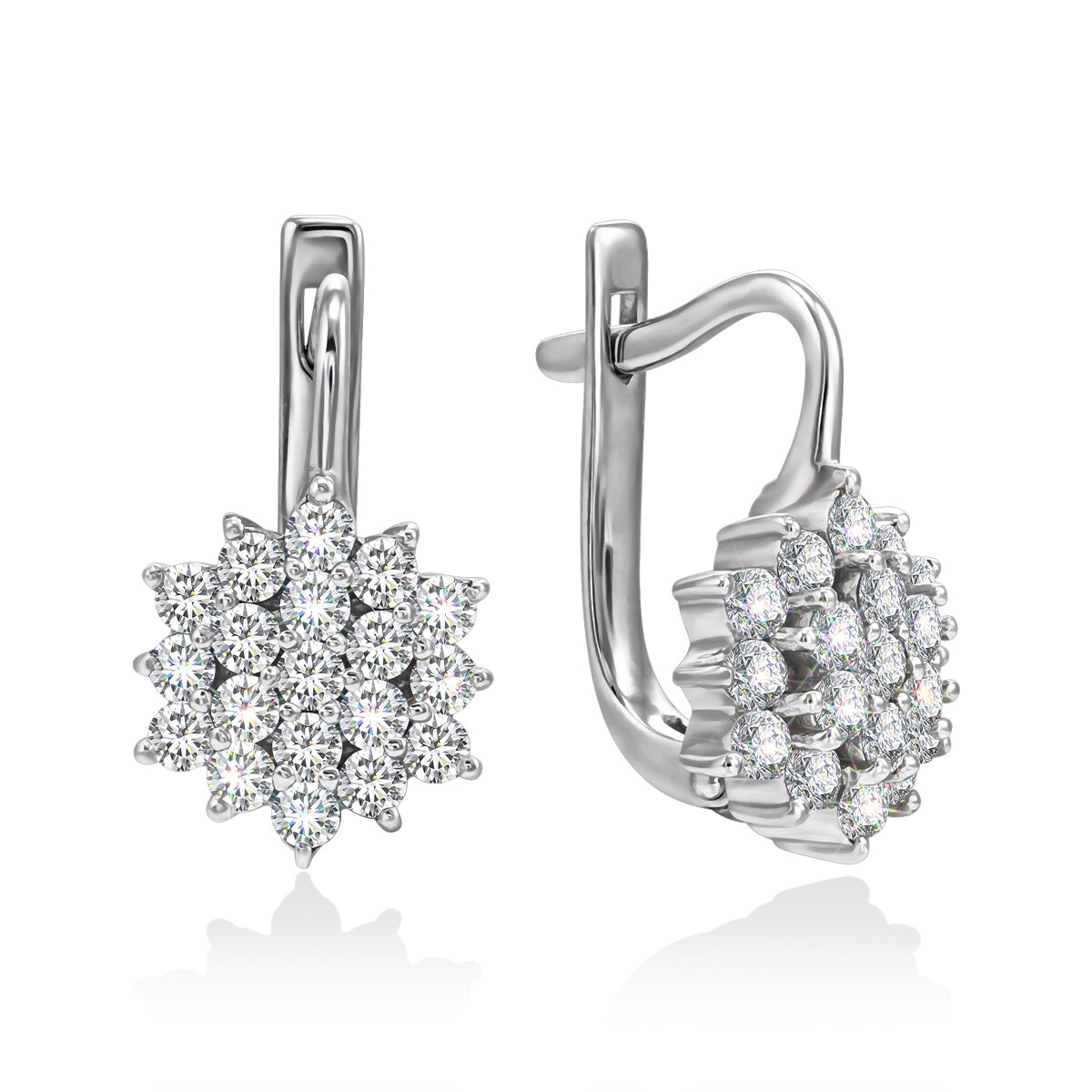 Серьги, белое золото, 585 проба, бриллиант