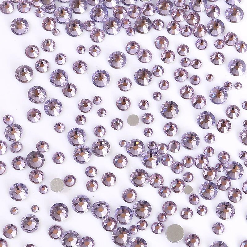 Стразы QIAO, 1440 шт, разные размеры, стеклянные Фиолетовый, Crystal amethyst