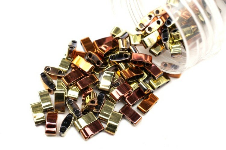 Бисер японский MIYUKI Half TILA #55041 Black California Gold Rush, непрозрачный, 5 грамм