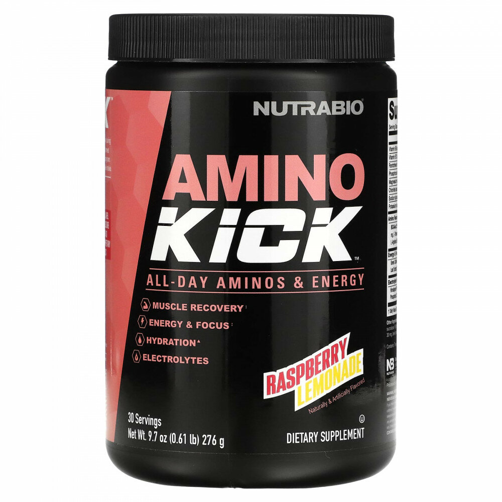 NutraBio, Amino Kick ™, малиновый лимонад, 276 г (9,7 унции)