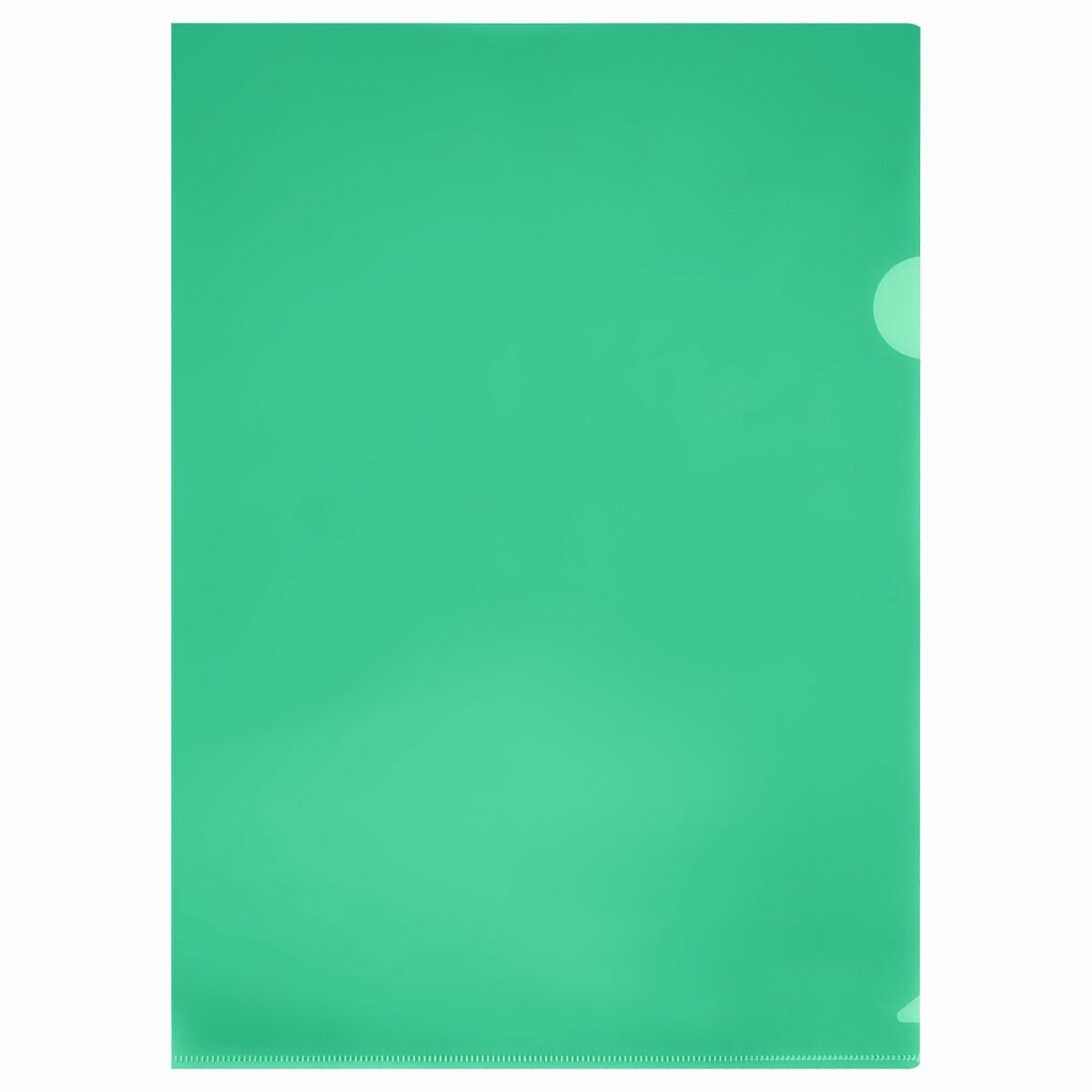 Папка-уголок Стамм (А4, 100мкм, пластик) прозрачная, зеленая (ММ-30737), 20шт.