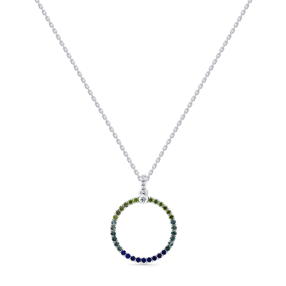 Колье, белое золото, 585 проба, сапфир, бриллиант