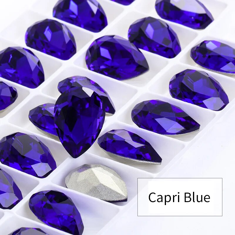 Фиолетовые стеклянные стразы YICHUAN для рукоделия Фиолетовый, 13x18mm 10pcs, Capri Blue