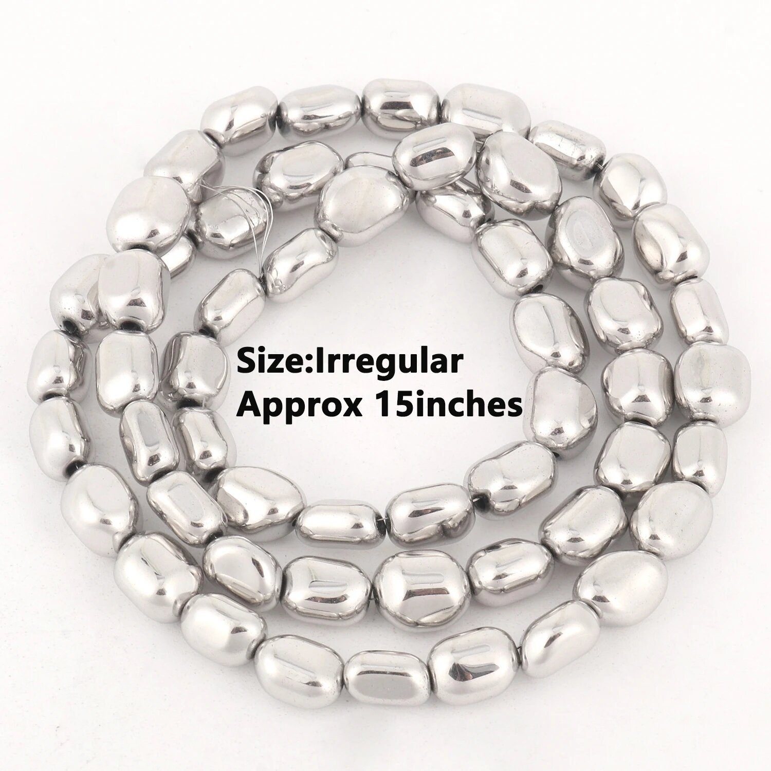 Бусины из гематита AOHAYOOMQ белые Серебряный, H5-Irregular