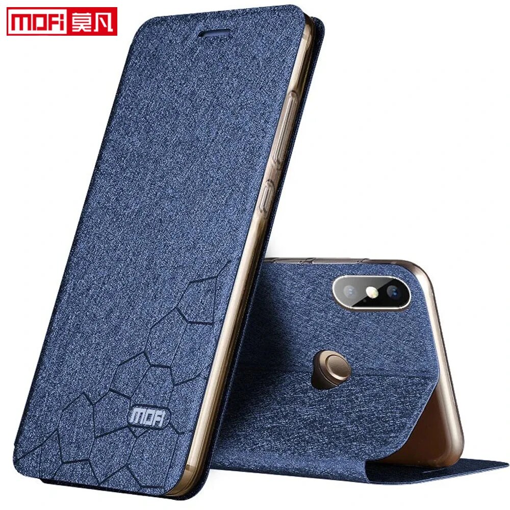 Флип-чехол для xiaomi mi mix2s, чехол для xiaomi mix2s, чехол из ТПУ, задняя книга, кожа, роскошная силиконовая подставка, mofi mix2s, полное покрытие Темно-синий, only case, blue