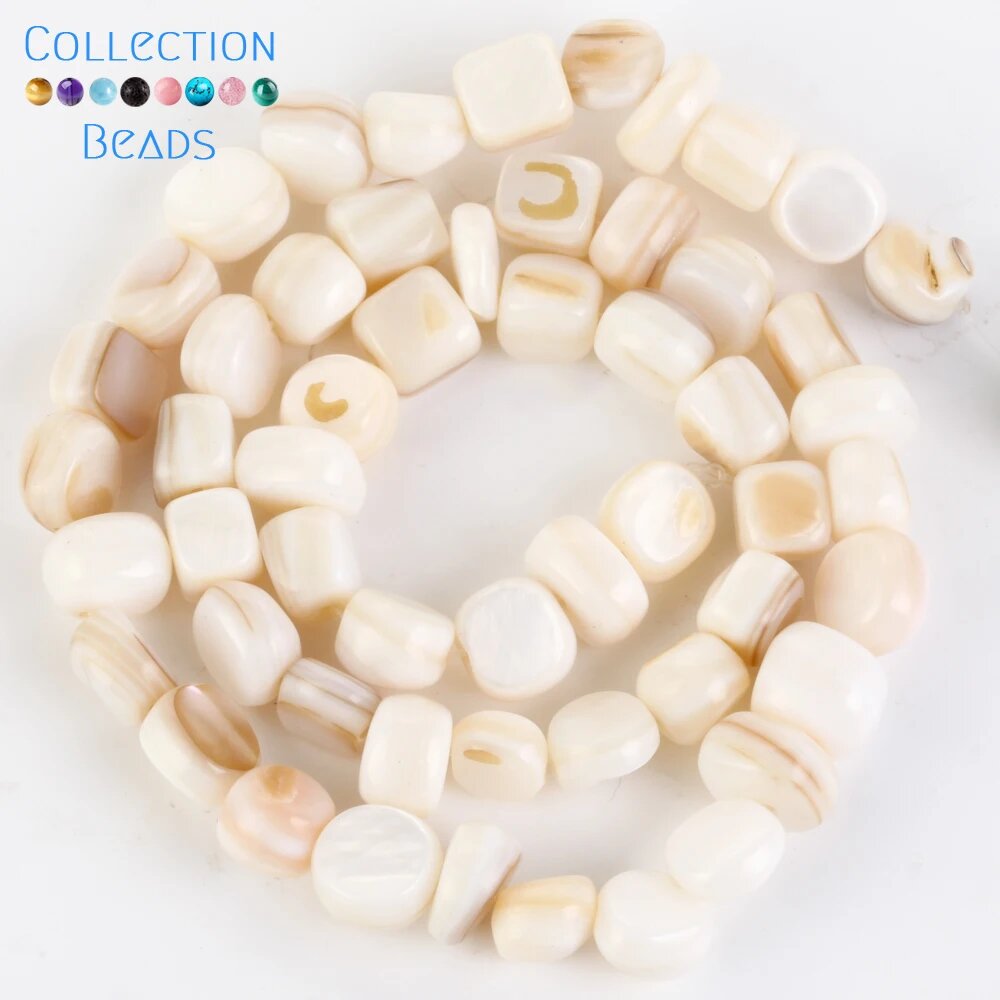 CUIMD разноцветные бусины из ракушек 8 мм Бежевый, Off White