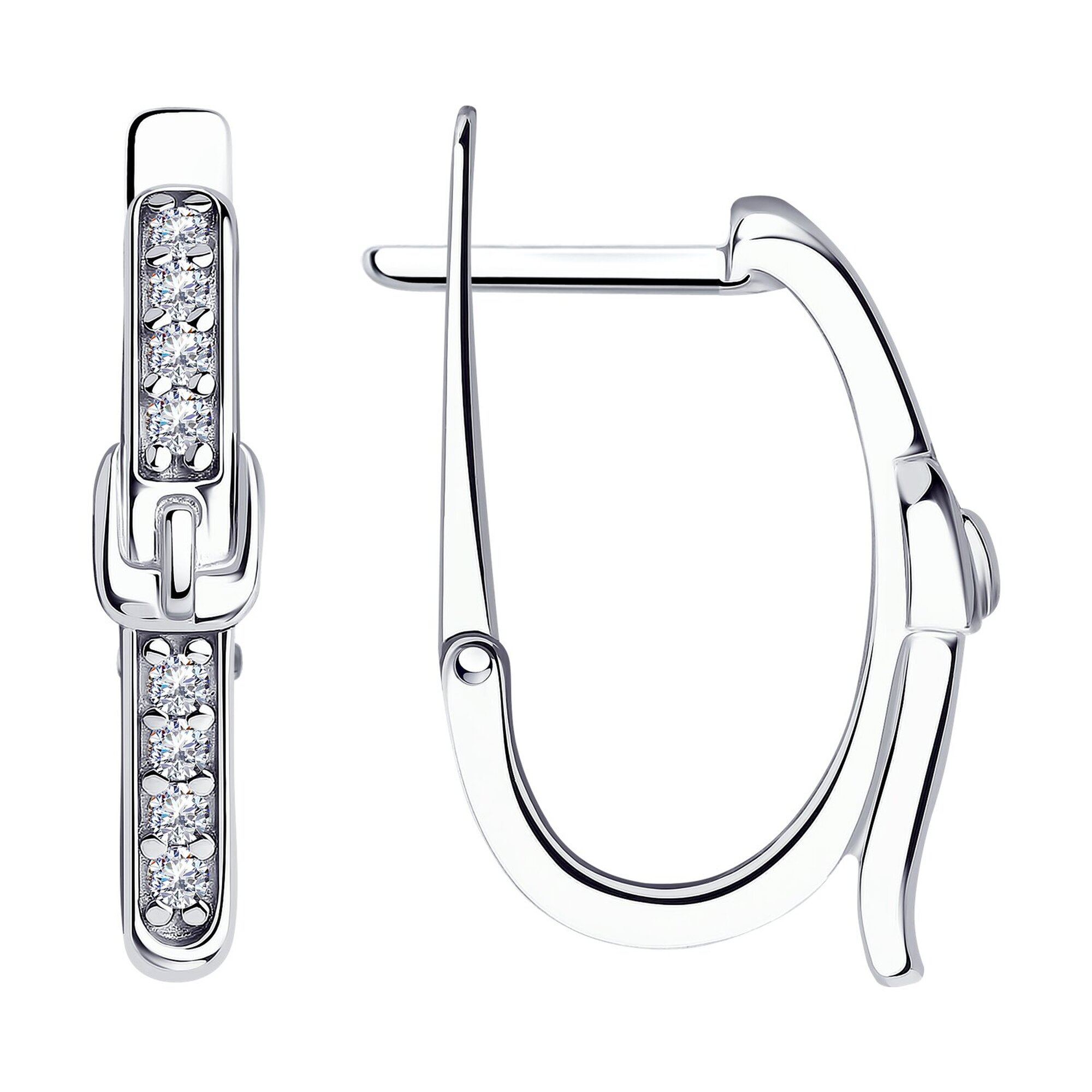 Серьги, серебро, 925 проба, родирование, фианит