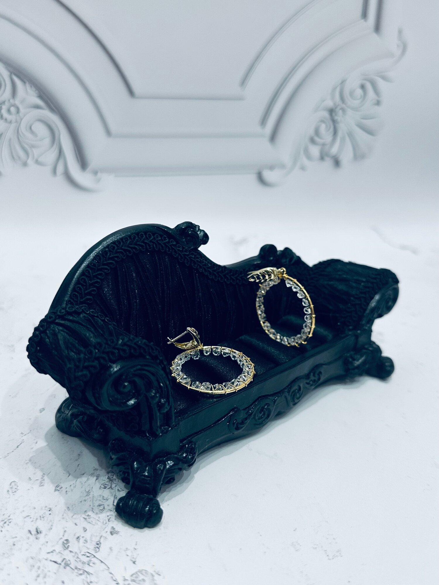 Серьги с подвесками Jewellery by Marina Orlova, стекло, размер 50 мм, золотистый — фото 1