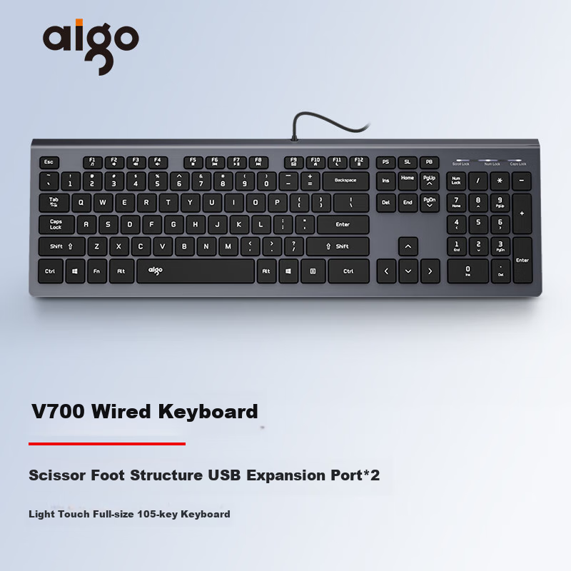 Клавиатура Aigo V700 Wired Membrane Keyboard, серый