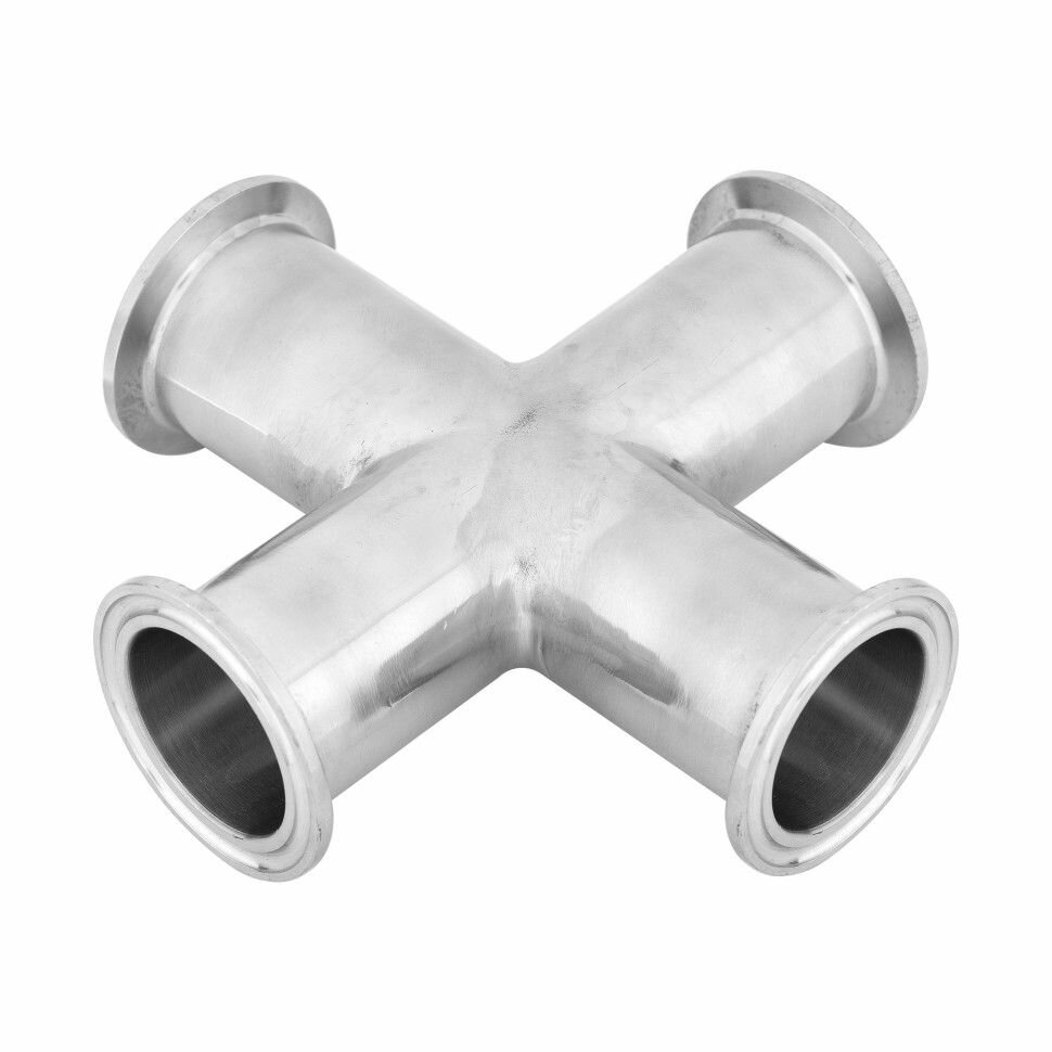 Соединение крестообразное, труба соединитель Х-образная, кламп 1,5 дюйма DN 38 нержавейка