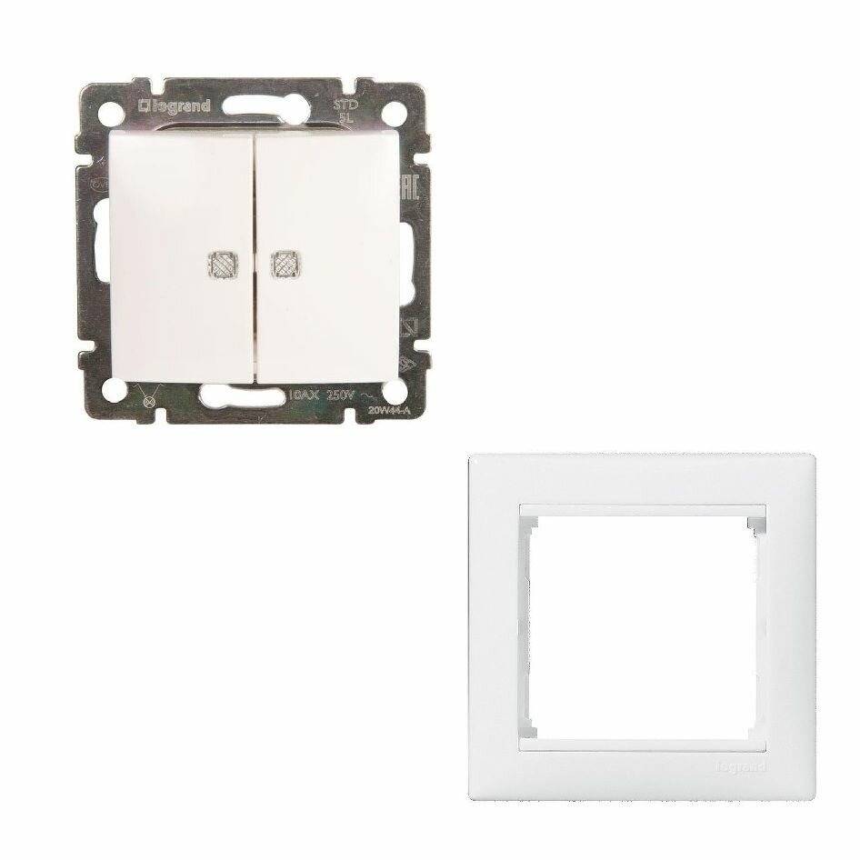 Выключатель Legrand 4428, с подсветкой, механический, 1 пост, IP20, белый