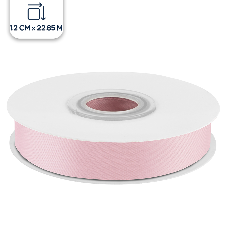 Лента Riota, атласная, нежно-розовая, длина 22.85 м, ширина 1.2 см