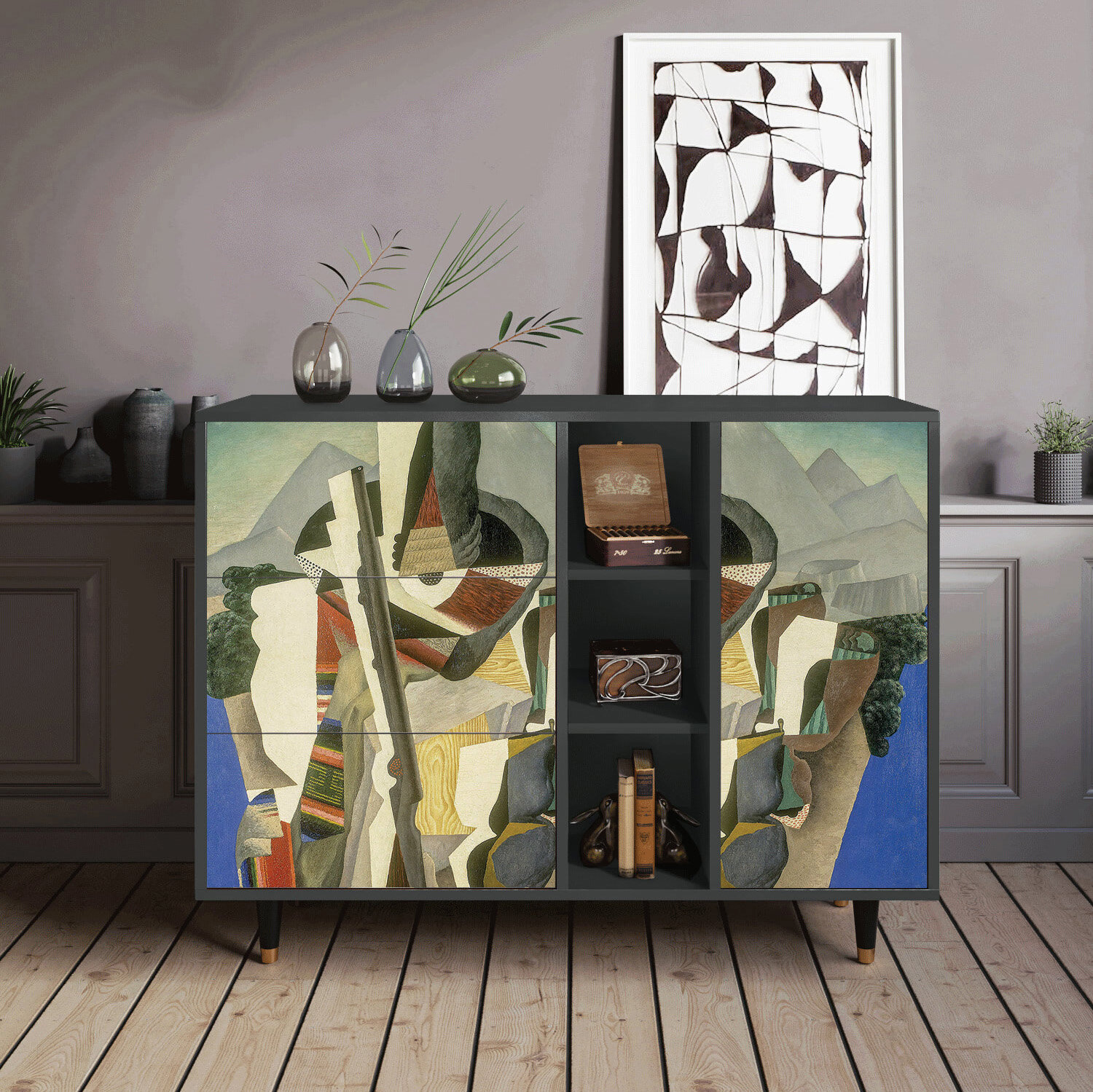 Комод - STORYZ - BS2 The Cubist Paintings by Diego Rivera, Разер - 125 x 97 x 48 см , Цвет корпуса - Антрацит