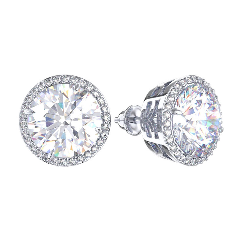 Серьги пусеты, серебро, 925 проба, фианит