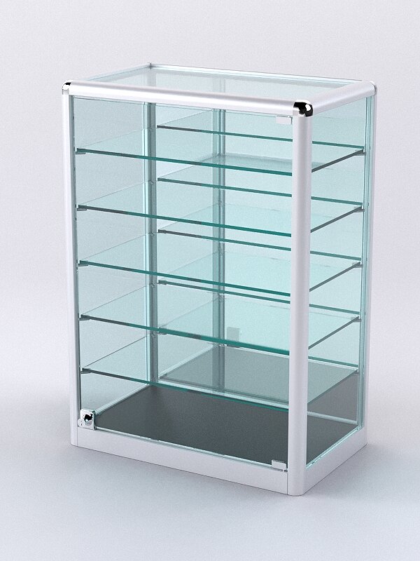 Витрина из профиля настольная "вайб ИКС" №2-5П-З-200 (задняя стенка Зеркало), Черный