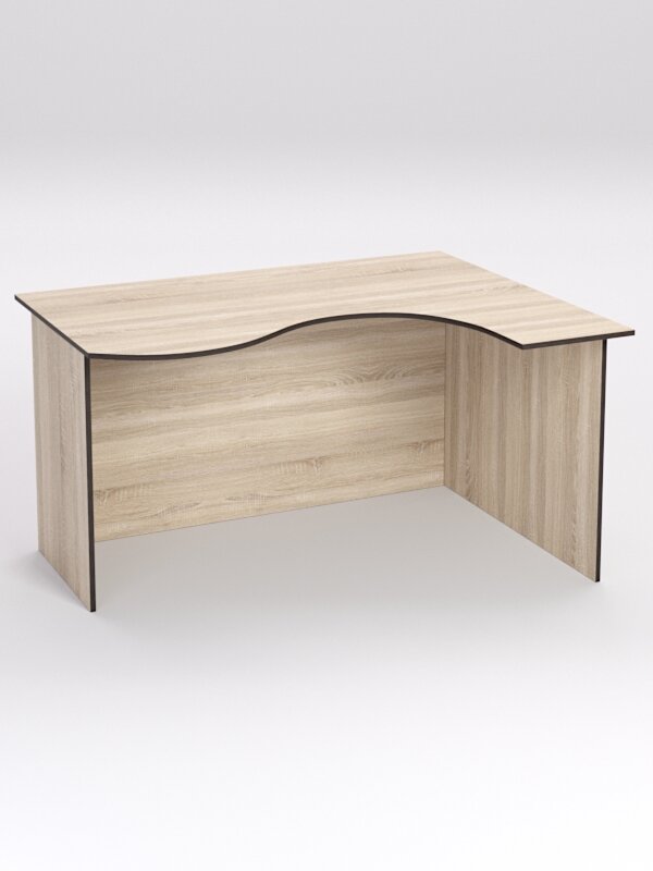 Стол эргономичный офисный СЭ-14А (правосторонний), Дуб Сонома, кромка Дуб Венге
