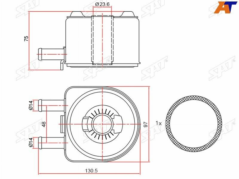 . SAT Радиатор масляный (теплообменник) для CITROEN BERLINGO 96-/JUMPER 94-/RELAY 02-/FIAT DUCATO 94-/PEUGEOT 307 00-/BOXER 94