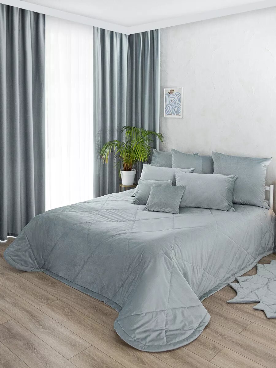 Покрывало на кровать "Беллиссимо", Evrika Home, бархат,260х260 см