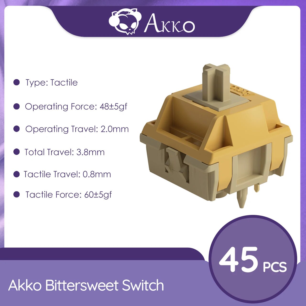 Тактические переключатели Akko Bittersweet 5-контактные 48gf