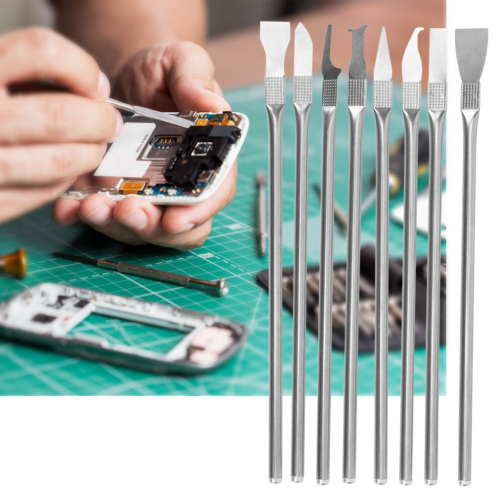 Металлический инструмент для открытия телефона, инструмент для удаления чипа процессора материнской платы, инструмент для ремонта телефона, инструмент 8 в 1, один конец