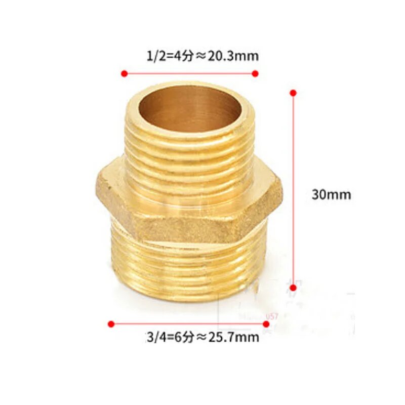 Латунный ниппель 1/2" (20.3 мм) 3/4" (25.7 мм), Цвет: 4-6 fen