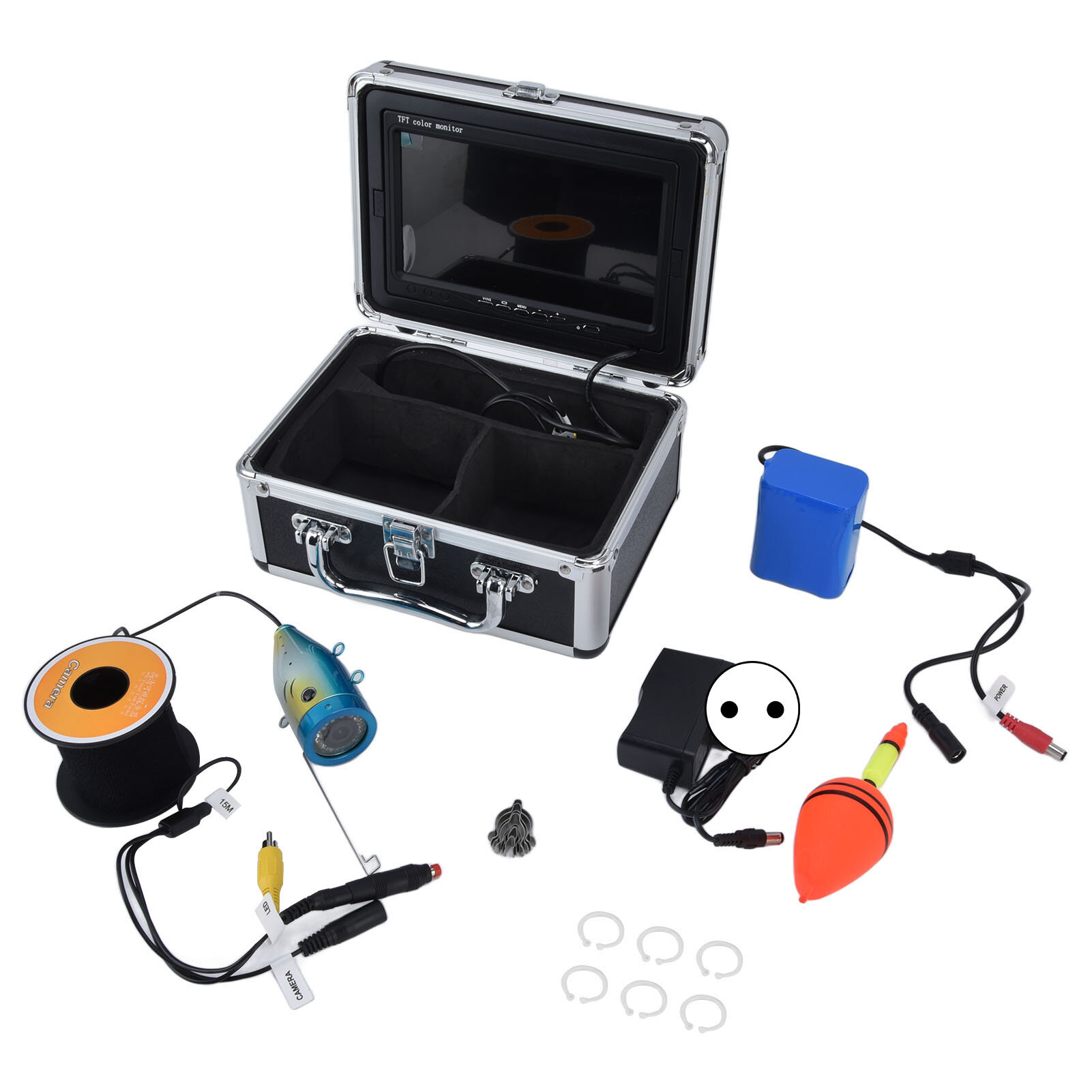 ЖК-камера для подводной рыбалки, 7 дюймов, 1200TVL, HD, IP68, водонепроницаемая, 100-240 В, вилка ЕС, кабель 30 м