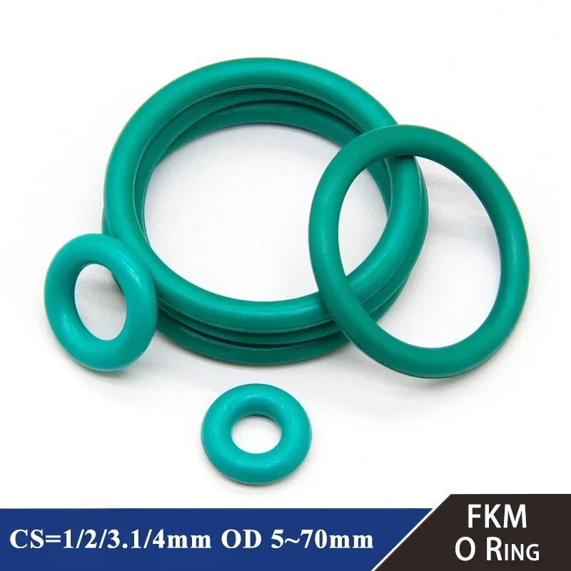Зелёные уплотнительные кольца FKM CS 1/2/3.1/4 мм, 10pcs, OD 7mm, CS 1mm