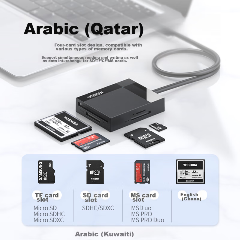 Lulian Multi-In Card Reader USB3.0 High-Speed Supports SD/TF/CF/MS Camera Drone Recorder Monitor Storage Memory Card Multi-Card Multi-Read Cable Length 0.5m