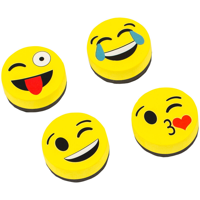 Губка-стиратель для досок OfficeSpace "Смайлик" 50мм, на магните, материал EVA, желтый, европодвес