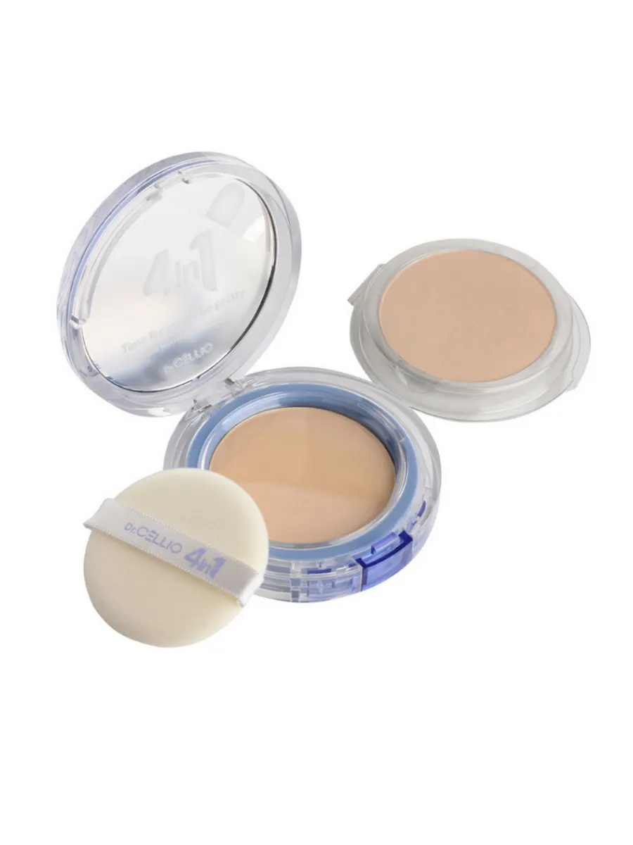Пудра Dr.Cellio Dr. G50 4 In 1 Sanddeuthan Twowaycake (Whitening) для лица с запасным блоком, тон 21, 2*13 г