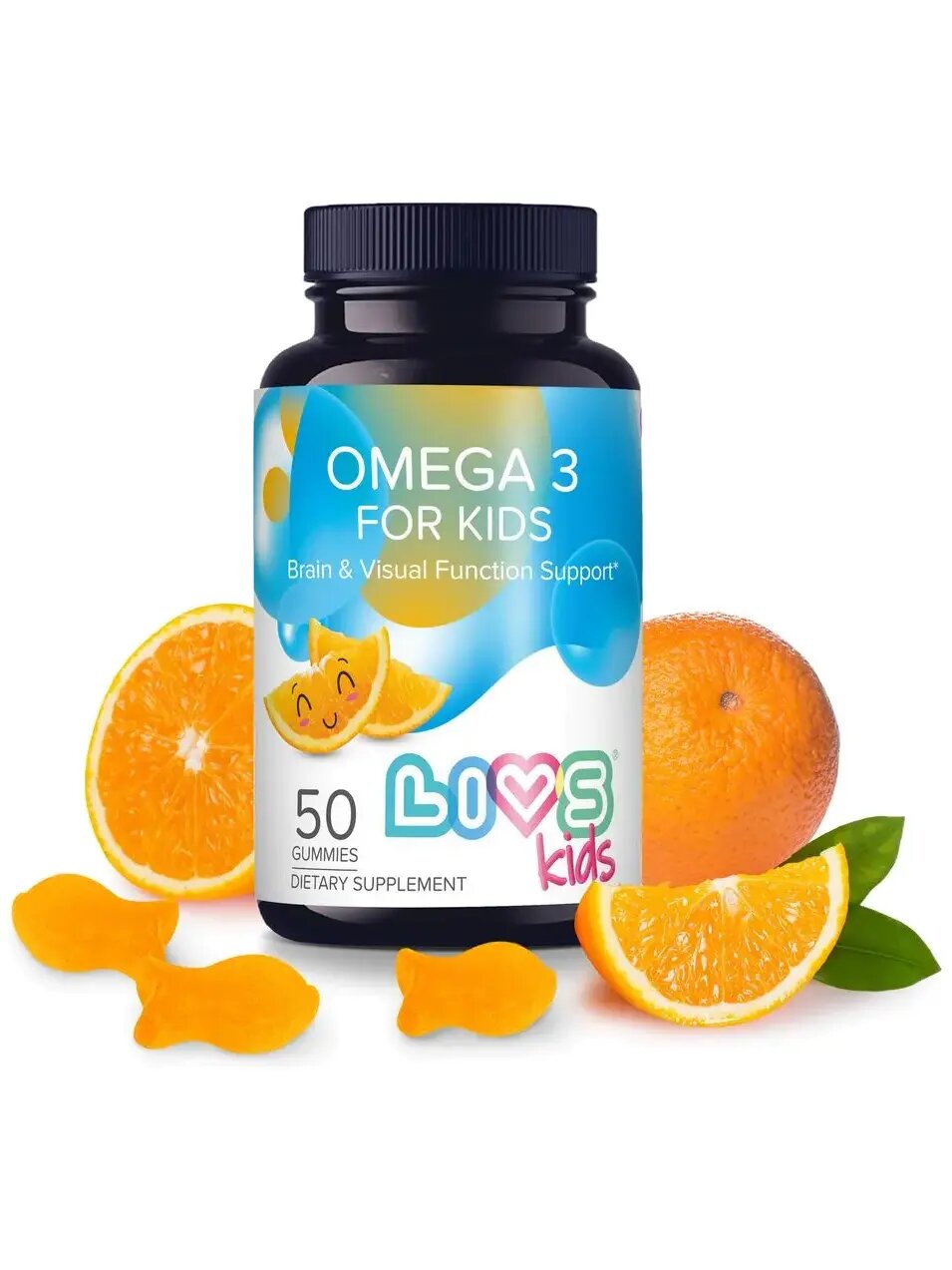 Комплекс LIVS "Kids Omega-3", пастилки мармеладные, для улучшения внимания и памяти, 50 шт.