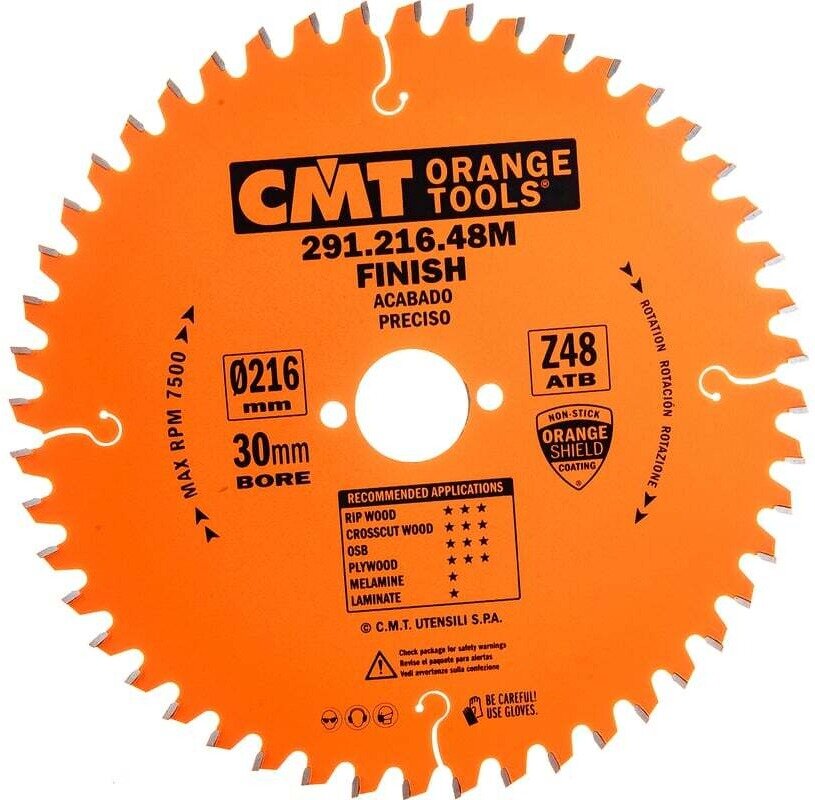 Диск пильный по дереву (216х30х1,8/2,8 мм; Z48) CMT 291.216.48M