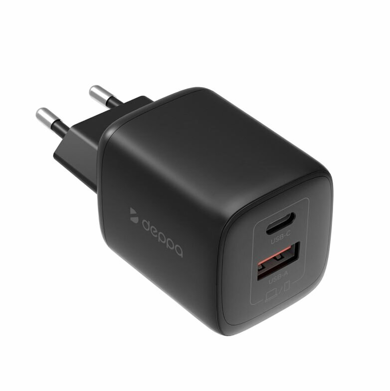 СЗУ USB-C + USB-A, PD 3.0, QC 4.0+, 45W, GaN, черный, Deppa 11478