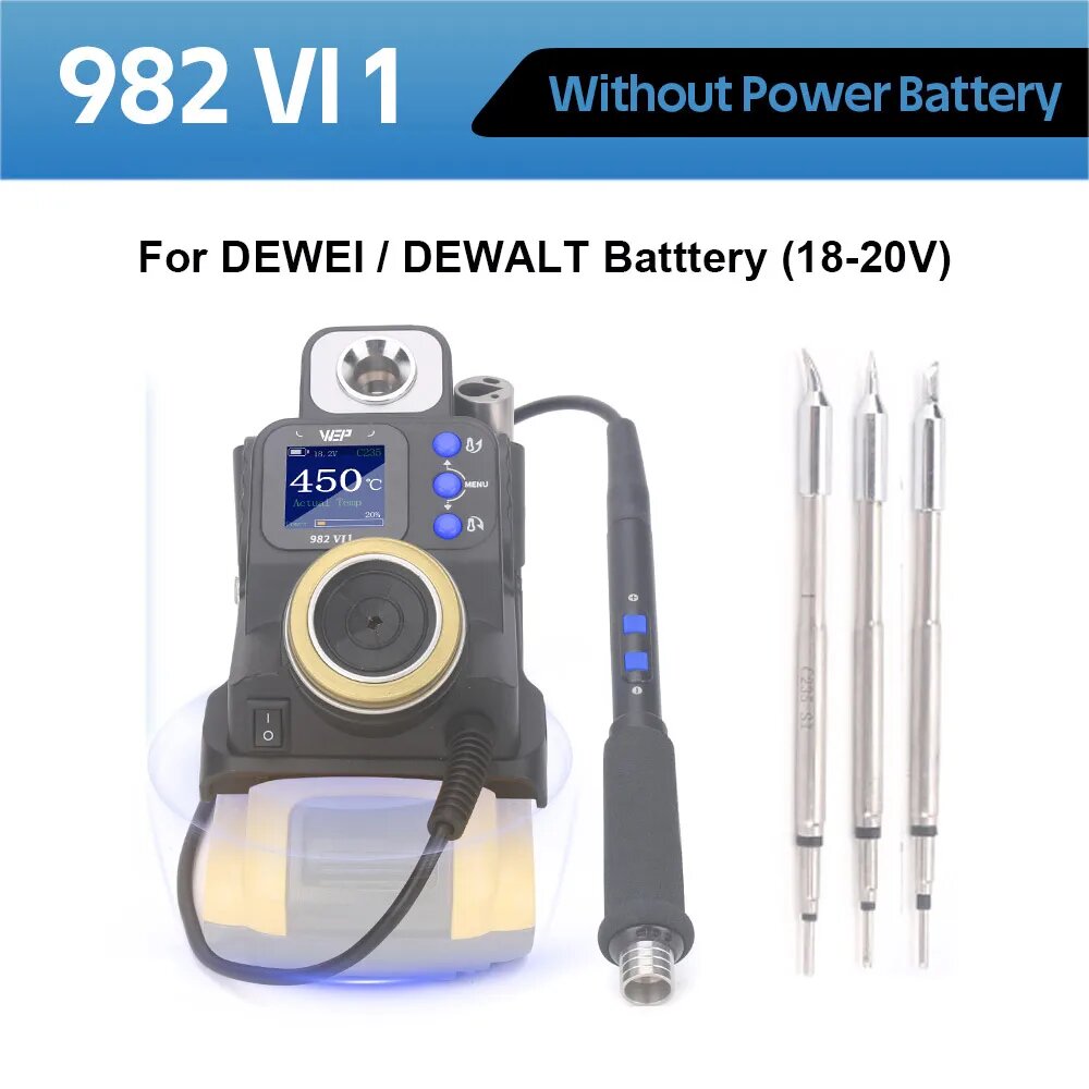 WEP Беспроводная паяльная станция 50Вт 90-450°C FOR DEWALT S2